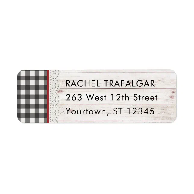 Rustic Farmhouse | Black and White Buffalo Check Label | Zazzle