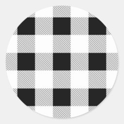 rustic farmhouse black white buffalo plaid party classic round sticker ...