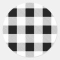 rustic farmhouse black white buffalo plaid party classic round sticker ...