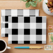 rustic farmhouse black white buffalo plaid party envelope | Zazzle