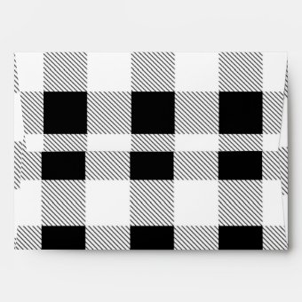 rustic farmhouse black white buffalo plaid party envelope | Zazzle