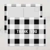 rustic farmhouse black white buffalo plaid party postcard | Zazzle