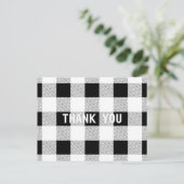 rustic farmhouse black white buffalo plaid party postcard | Zazzle