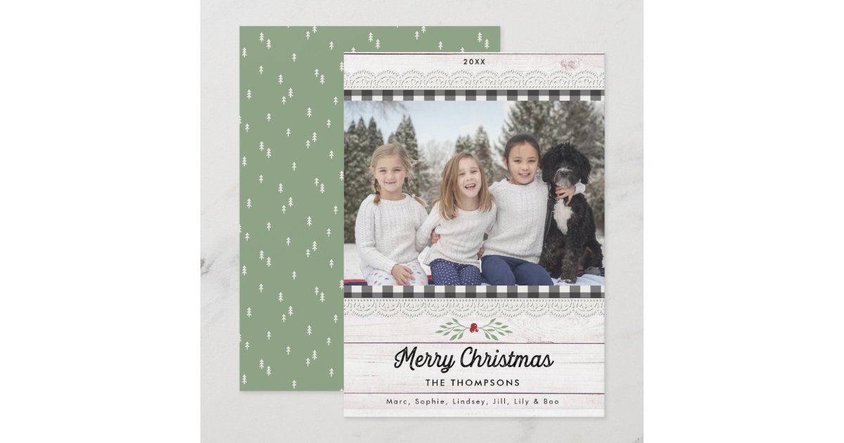 Rustic Farmhouse | Buffalo Check Christmas Card | Zazzle