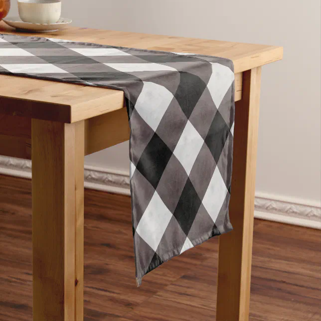 Rustic Farmhouse Buffalo Plaid Check Patterned Short Table Runner | Zazzle
