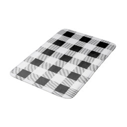 rustic farmhouse chic black and white plaid bath mat | Zazzle