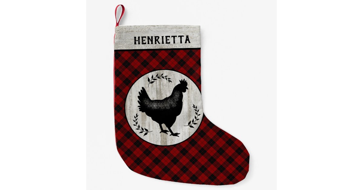 Rustic Farmhouse Chicken Hen Buffalo Plaid Name Small Christmas ...