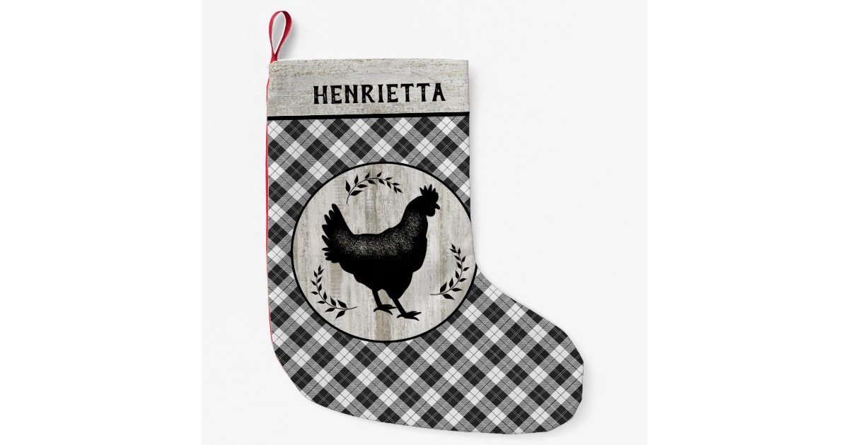 Rustic Farmhouse Chicken Hen Checker Plaid Name Small Christmas ...