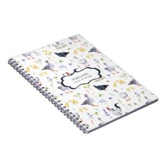 Rustic Farmhouse Chickens Monogram Notebook Zazzle