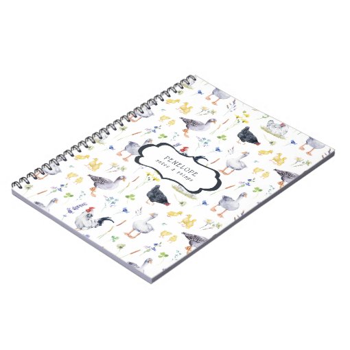 Rustic Farmhouse Chickens Monogram Notebook Zazzle