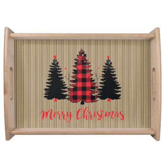 Rustic Farmhouse Christmas Tree Trio Serving Tray | Zazzle.com