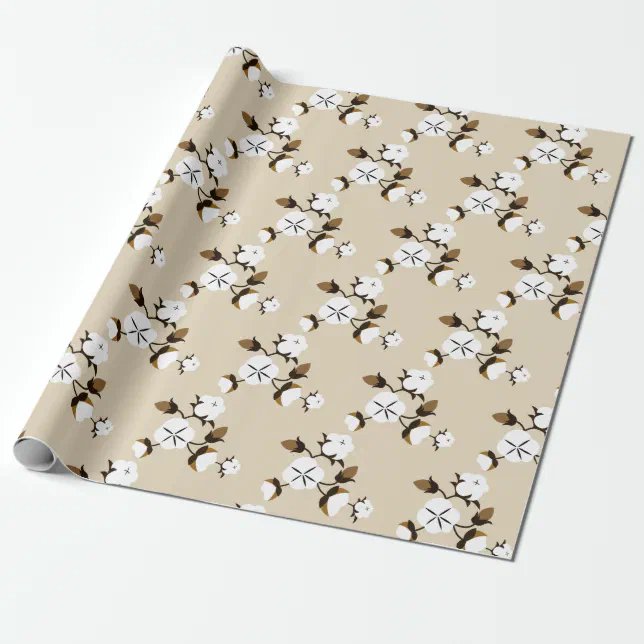 Rustic Farmhouse Cotton Flowers Wrapping Paper | Zazzle