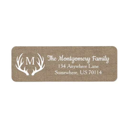 Rustic Farmhouse Country Deer Antlers Faux Burlap Label | Zazzle.com