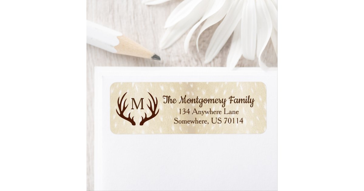 Rustic Farmhouse Country Deer Antlers Fawn Fur Label | Zazzle