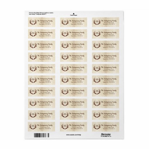 Rustic Farmhouse Country Deer Antlers Fawn Fur Label | Zazzle