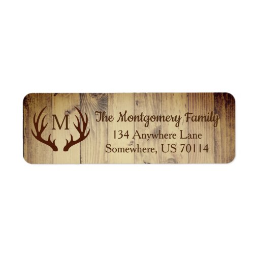 Rustic Farmhouse Country Wood Deer Antlers Label | Zazzle