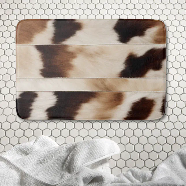 Rustic Farmhouse Cow Print Cowboy Western Country Bath Mat | Zazzle