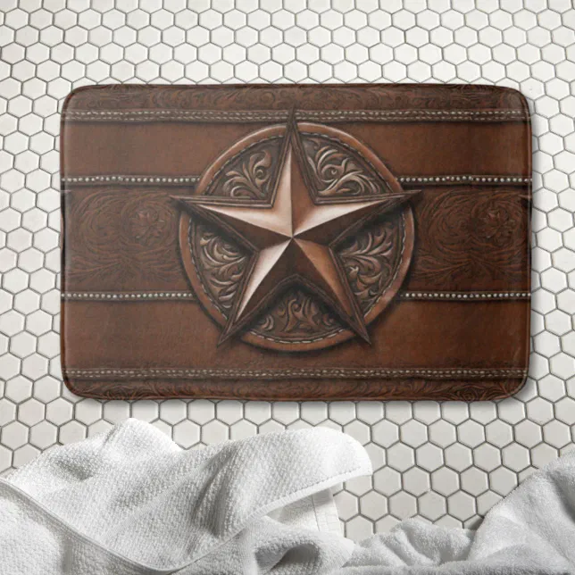Rustic Farmhouse Cowboy Western Country Texas Star Bath Mat | Zazzle