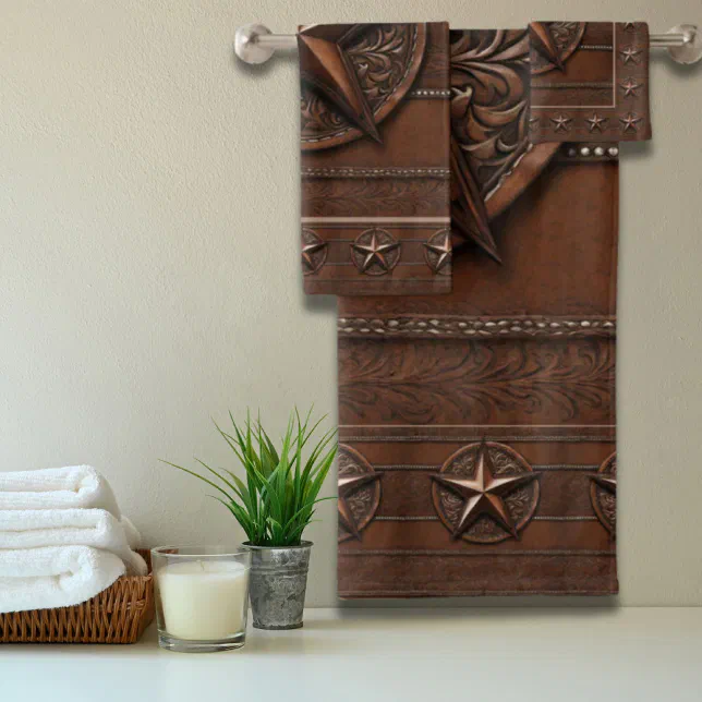 Rustic Farmhouse Cowboy Western Country Texas Star Bath Towel Set | Zazzle