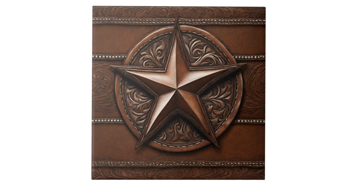 Rustic Farmhouse Cowboy Western Country Texas Star Ceramic Tile | Zazzle