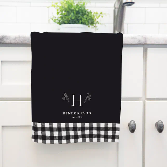 Rustic Farmhouse Family Name Monogram Kitchen Towel | Zazzle