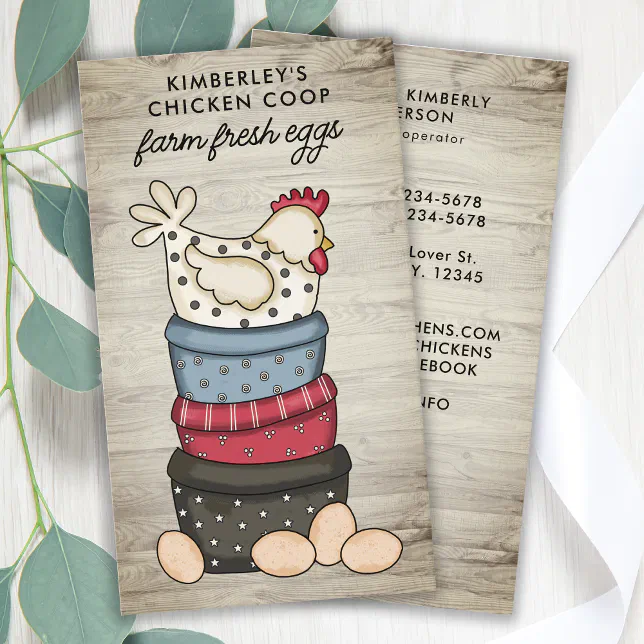 Rustic Farmhouse Farm Fresh Eggs Chicken QR Code Business Card | Zazzle