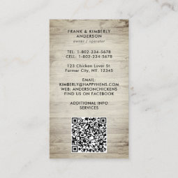Rustic Farmhouse Farm Fresh Eggs Chicken QR Code Business Card | Zazzle