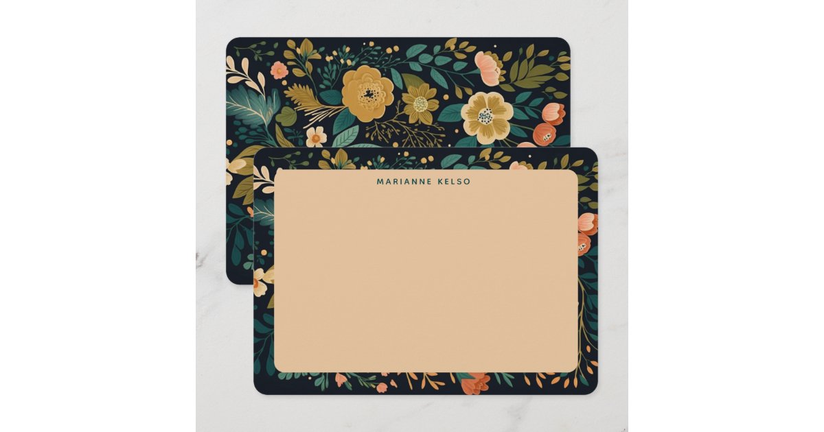 Rustic Farmhouse Floral Personalized Note Card | Zazzle