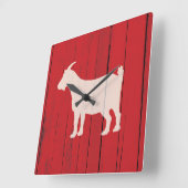 Rustic Farmhouse Goat Red Wood Panel Square Wall Clock | Zazzle