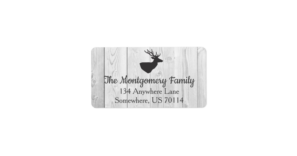 Rustic Farmhouse Gray Deer & White Wood Planks Label | Zazzle