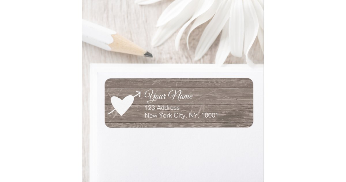 Rustic Farmhouse Heart Arrow Weathered Shiplap Label | Zazzle