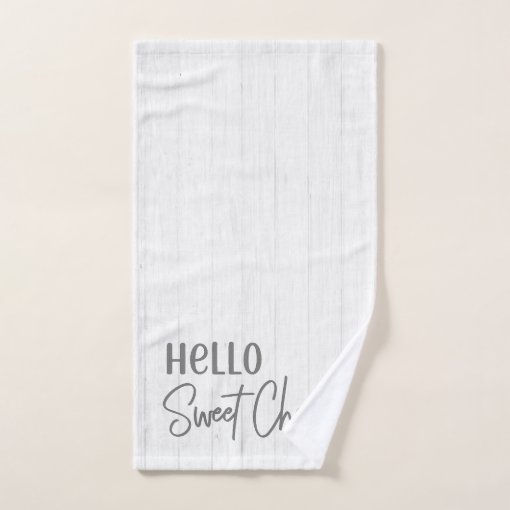 Rustic Farmhouse Hello Sweet Cheeks White Wood Bath Towel Set | Zazzle