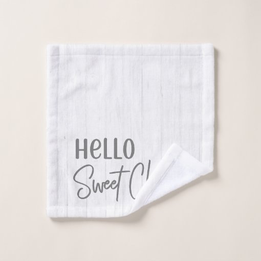 Rustic Farmhouse Hello Sweet Cheeks White Wood Bath Towel Set | Zazzle