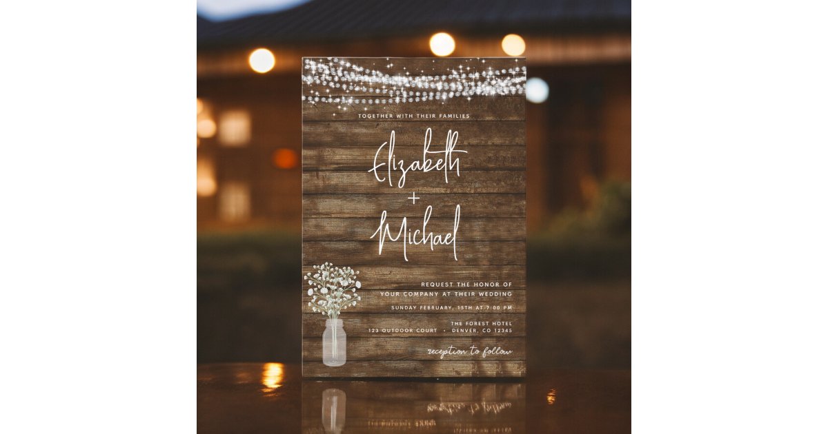 Rustic Farmhouse Lights Wedding Invitation | Zazzle