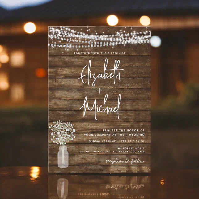 Rustic Farmhouse Lights Wedding Invitation | Zazzle