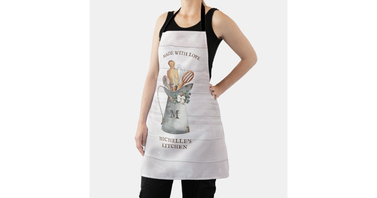 Rustic Farmhouse Name Kitchen Apron | Zazzle