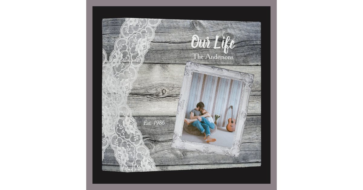 Rustic Farmhouse Photo Scrapbook Album Lace 3 Ring Binder | Zazzle