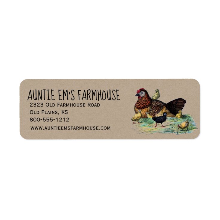Rustic Farmhouse Return Address Label w/Chicken | Zazzle