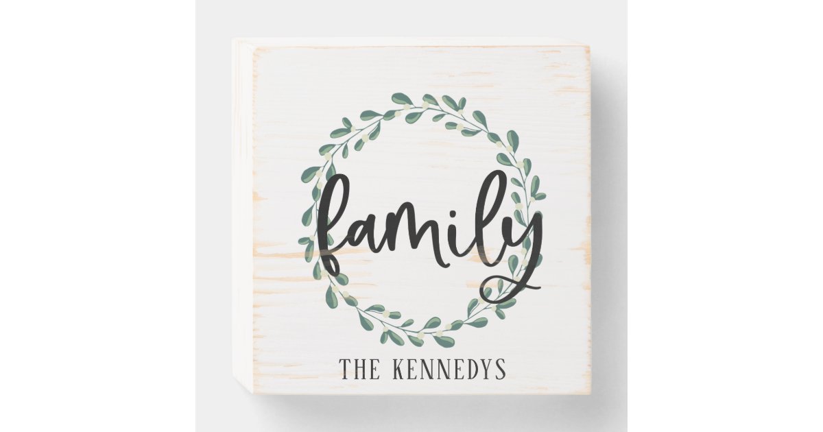 Rustic Farmhouse Script Family Name Wood Box Sign | Zazzle