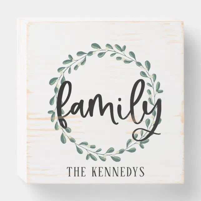 Rustic Farmhouse Script Family Name Wood Box Sign | Zazzle