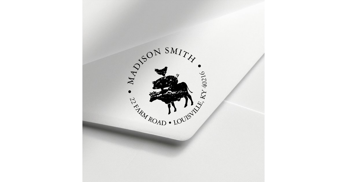 Rustic Farmhouse Stacked Farm Animals Country Self-inking Stamp | Zazzle