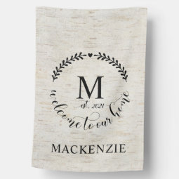 Rustic Farmhouse Style Monogrammed Name Wood House Flag | Zazzle