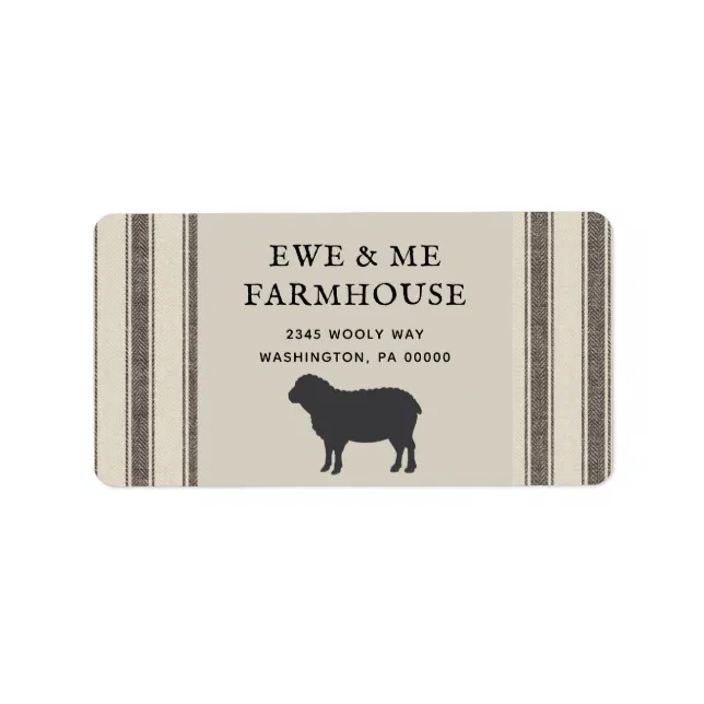 Rustic Farmhouse Style Sheep Grey Black Labels | Zazzle
