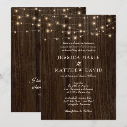 Rustic Farmhouse Twinkling Lights Wedding Invitation | Zazzle