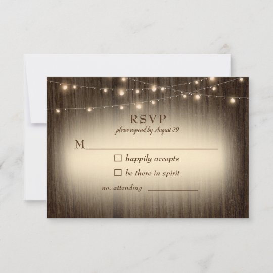 Rustic Farmhouse Twinkling Lights Wedding RSVP | Zazzle.com