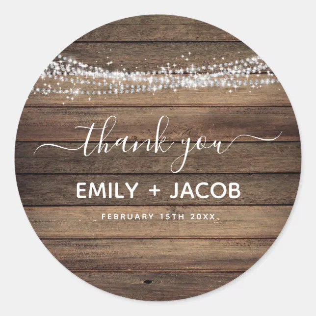Rustic Farmhouse Wedding Thank You Classic Round Sticker | Zazzle