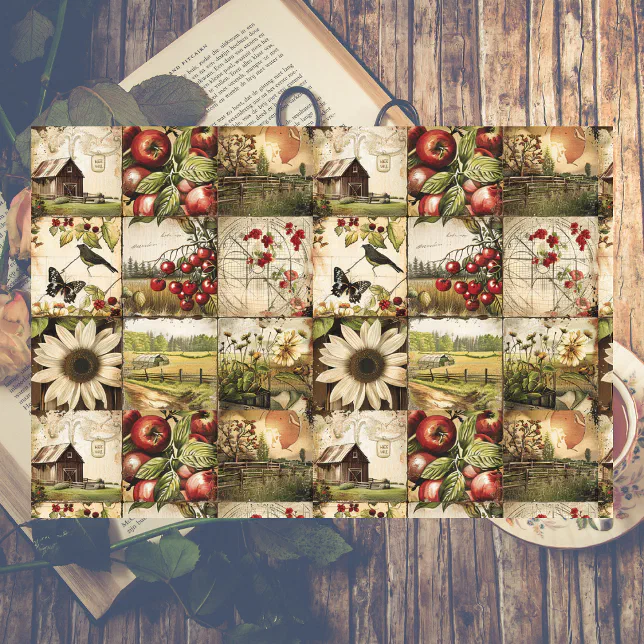 Rustic Farmland Collage Decoupage Tissue Paper | Zazzle