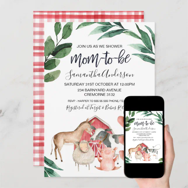 Rustic Farmyard Barnyard Baby Shower Invitation | Zazzle