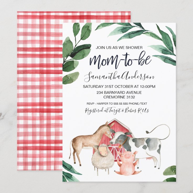 Rustic Farmyard Barnyard Baby Shower Invitation | Zazzle