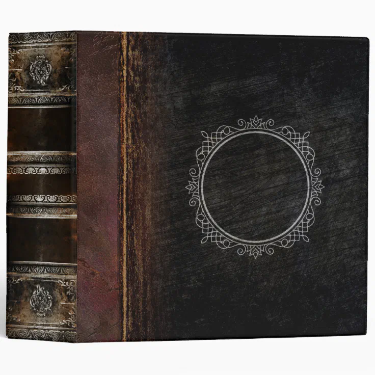 Rustic Faux Black and Brown Leather Ancient Tome 3 Ring Binder | Zazzle